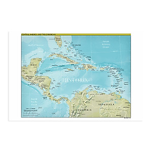 HISTORIX 2021 Central America Map - 24x36 Inch Central America and Caribbean Map - Wall Map of Central America and the Caribbean Poster Print