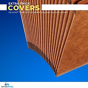 1InTheOffice Expanding File Folder Organizer, Accordion Folder with Flap, A-Z File Organizer Legal Size, Brown