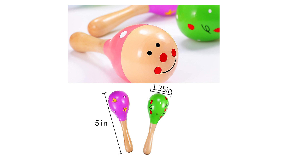12 PCS Mini Fiesta Wooden Maracas for Kids & Parties