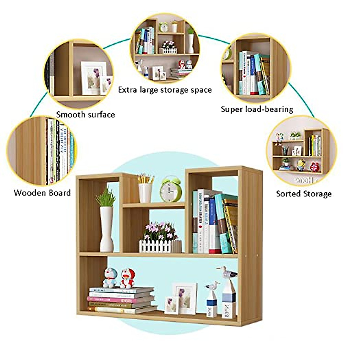 QQXX Wood Wall Mount Bookshelf,3 Tier Floating Shelves,Modern Wall Organizer Cabinets,Photos Cds Shelf,Wall Mounted Storage Rack for Kids Room Livingroom Bedroom Bathroom Kitchen