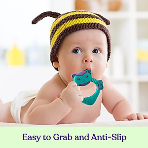 Baby Teething Toys for Newborn, Infants 0-6 Months Silicone Teethers for Babies 6-12 Months BPA Free (Bee - Purple & Turquoise)