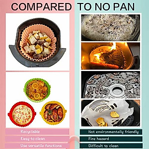 LAVOZZA 3pcs 5.5inch Air Fryer Silicone Liners,Heat Resistant Reusable Round Tray Silicone Lined,Fits 1-3 QT Air Fryer Microwaves, Ovens, etc.（Orange/Blue/Green）