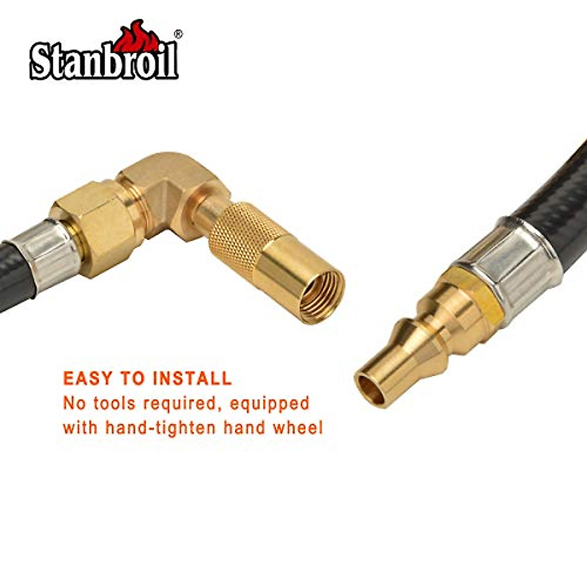 Stanbroil 12FT RV Quick Connect Propane Hose with Propane Elbow Adapter Fitting RV Quick-Connect Kit for Blackstone Tabletop Camping Grill 17 Inch and 22 Inch Portable Gas Griddle