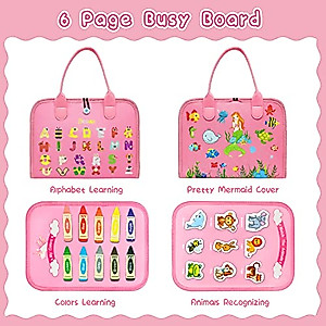 BESFAN Busy Book for Toddlers 1-3, Montessori Toys Busy Board Educational Sensory Learning Toys with Life Skills Travel Toys for Toddlers 1-3 for Road Trip Plane Car