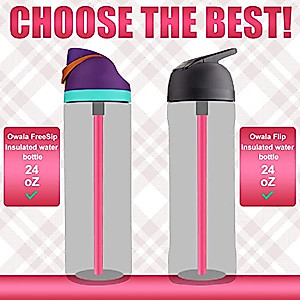 6pcs Replacement Straws for Owala FreeSip 24oz 32oz, Reusable Plastic Straws with Cleaning Brush for Owala Insulated Water Bottle 24 oz 32 oz and Flip 25 oz, Tumbler Accessories (Colorful)