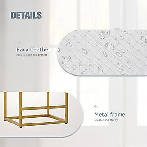 Erste!Bravo White Gold Counter Height Stools Set of 2 Bar Stools for Kitchen Counter 24 Inch Backless Modern Chic Barstools Upholstered Faux Leather Cream Stools Farmhouse Island Chairs, White Gold