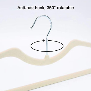 CUTSKY Velvet Hangers 50 Pack, Ultra Slim & Short Neck Hanger, 360 Swivel Hook, Space Saving Durable Non-Slip Felt Hangers,Beige b