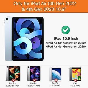 Soke iPad Air 5 / Air 4 Case 10.9 Inch 2022/2020 with Pencil Holder - [Full Body Protection + Apple Pencil Charge+ Auto Sleep/Wake], Soft TPU Back Cover for New iPad Air 5th/4th Gen,Book Black