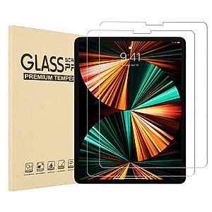 [2 Pack] iPad Pro 12.9 Screen Protector,Tempered Glass for iPad Pro 12.9 Inch 2021/2020/2018 (5th/4th/3rd Gen),Compatible with Apple Pencil