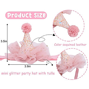 LINLULU Mini Birthday Hat Headband - First Birthday Hat, 1st to 3rd Birthday Hat Headband, Newborn Headbands for Girls, Pet Birthday Hat