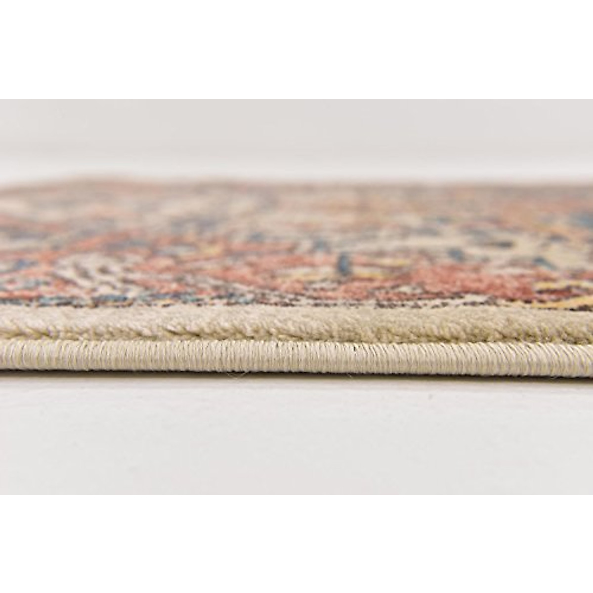 Unique Loom Oslo Collection Distressed Botanical Medallion Beige Runner Rug (3' x 13')