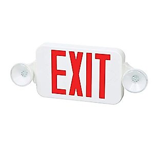 Fulham FHEC30WR Firehorse Emergency Exit Light/Sign Combo- Micro Led, White with Red Lettering