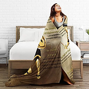 CQGWZF Armor of God Gifts Blanket Christian Gifts Throw Blanket Religous Gifts Bed Blanket Lightweight Cozy Plush Blanket for Bedroom Living Rooms Sofa Couch(60x50in)