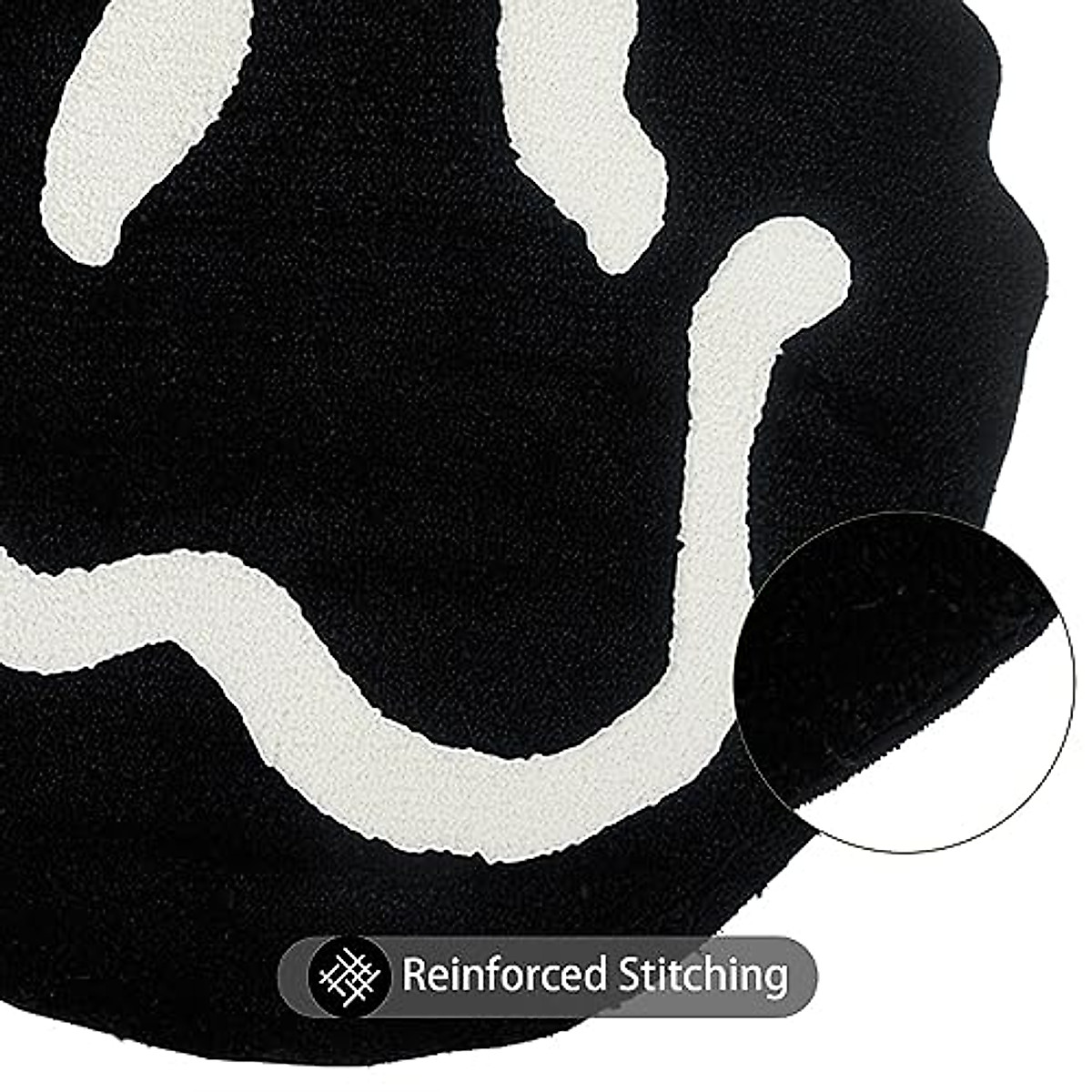 Trippy Smile Face Rug, Funky Retro Smile Face Rug Cute Abstract Bath Mat Soft Plush Water Absorbent Bathroom Shower Mat Non-Slip Bathtub Floor Carpet Funny Home Aesthetic Decor Rug (Black,3.3FT)