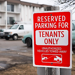 Reserved Parking - Tenants Only Sign, 3-pack, 18" x 12" | Reflective Restriction Pre-Drilled Metal Industrial Warning Sign for Private Property, Parking Lots, Home Driveways, Yards & Businesses