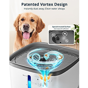 Cat Water Fountain, 135oz/4L Ultra Quiet Dog Water Bowl Dispenser, Instant Clean Vortex Design, Pet Water Fountain with Filter, Cats Dogs Pets Fountain for Drinking Automatic with LED Light (Gray)