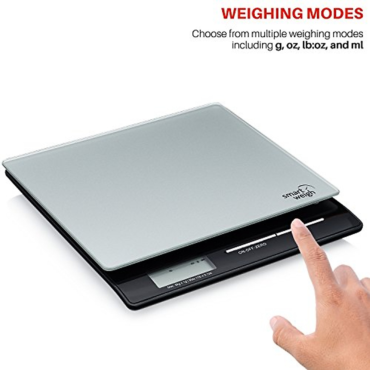 Smart Weigh Professional USPS Postal Scale with Tempered Glass Platform, Multiple Weighing Modes and Tare Function, Silver Shipping Scale, Platform Scale, 11 pounds/ 5 Kilograms