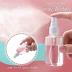 HULISEN 24 Pcs Spray Bottles 2oz / 60ml Small Empty Plastic Travel Bottle Set, Fine Mist Spray Bottle for Baby Shower, Refillable Liquid Containers with 1 funnel, Leak-proof Cap Lid