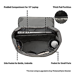 KAUKKO Travel Laptop Backpack Outdoor Rucksack Causal backpack Fits 15.6"(Nylon Black)