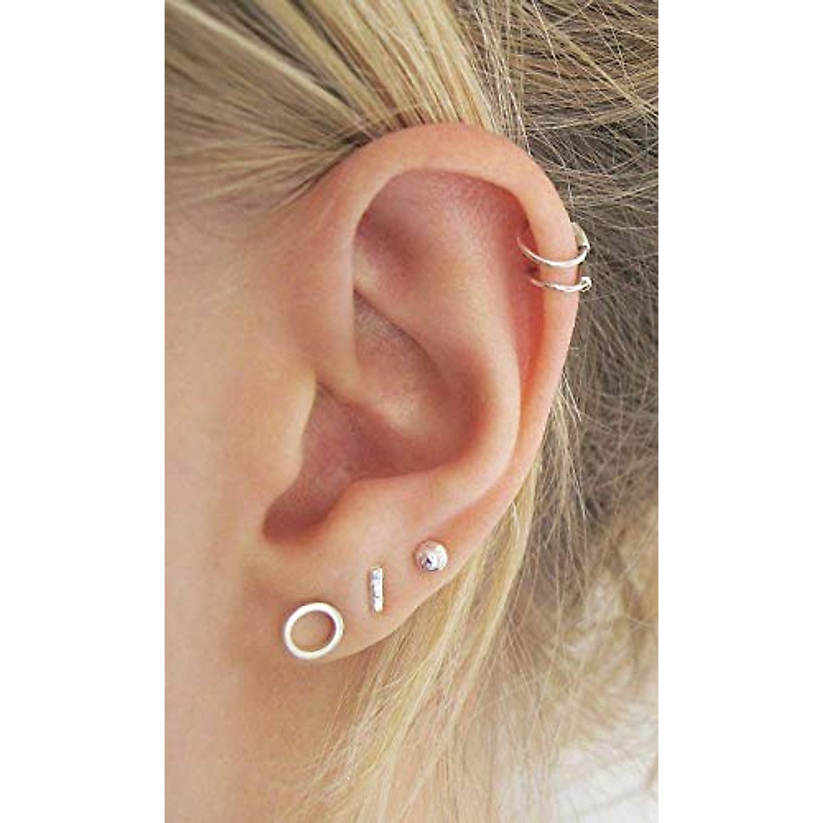 925 Sterling Silver Stud Earrings for Women Men|Hypoallergenic Earrings Stud|4 Pairs of White Gold Plated Sterling Silver Stud Earrings Set for Women