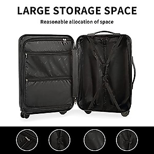 Fanskey Luggage, 3 Piece Set Suitcase with Spinner wheels, Hardshell, Lightweight, TSA Lock (Black)