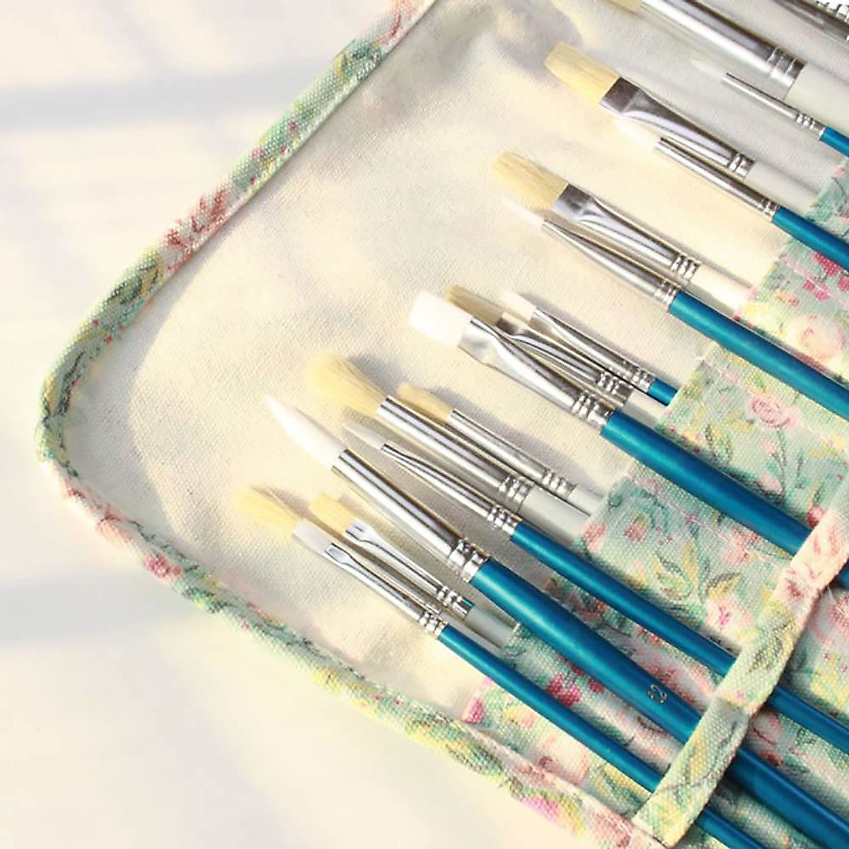 Funny live Paint Brush Holder Art Supplies, Artist Brush Holder & Storage Organizer Roll-Up Case Bag, Protect Acrylic Oil Watercolor Paintbrushes (Pink Rose 20 Slot Pockets)