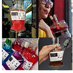 Aweilan Polyvinyl Chloride (PVC) Blood Bag for Drink IV Bags, Halloween Party Cups Drink Container, Drink Pouches Gag Gift,Doctor Nursing/RN Graduation Zombie Vampire Party Supplies(Pack of 20)