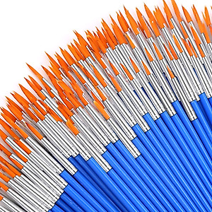 100Pcs Paint Brushes Bulk Small, Anezus Paint Brushes for Kids Fine Paint Brushes Set Detail Paint Brushes for Classroom Model Canvas Face Nail Art Acrylic Watercolor Paint Craft Supplies