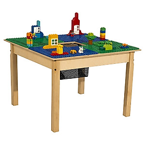Wood Designs - TP3131PGN20-BG -TP3131PGN20 Time-2-Play Duplo Compatible Square Table with Storage for Kids, Blue & Green