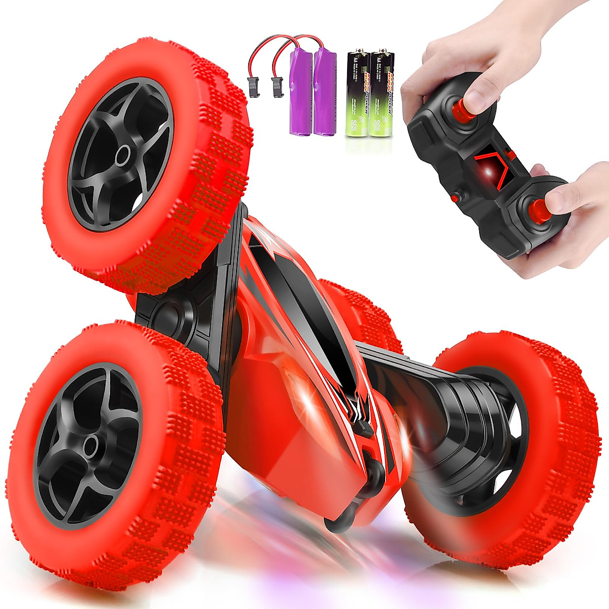 ORRENTE Remote Control Car, RC Cars Toys 2.4GHz 4WD Fast RC Car Kids Toys, Double Sided 360° Rotating Monster Truck Toys for Girls RC Truck Toy Cars for Boys