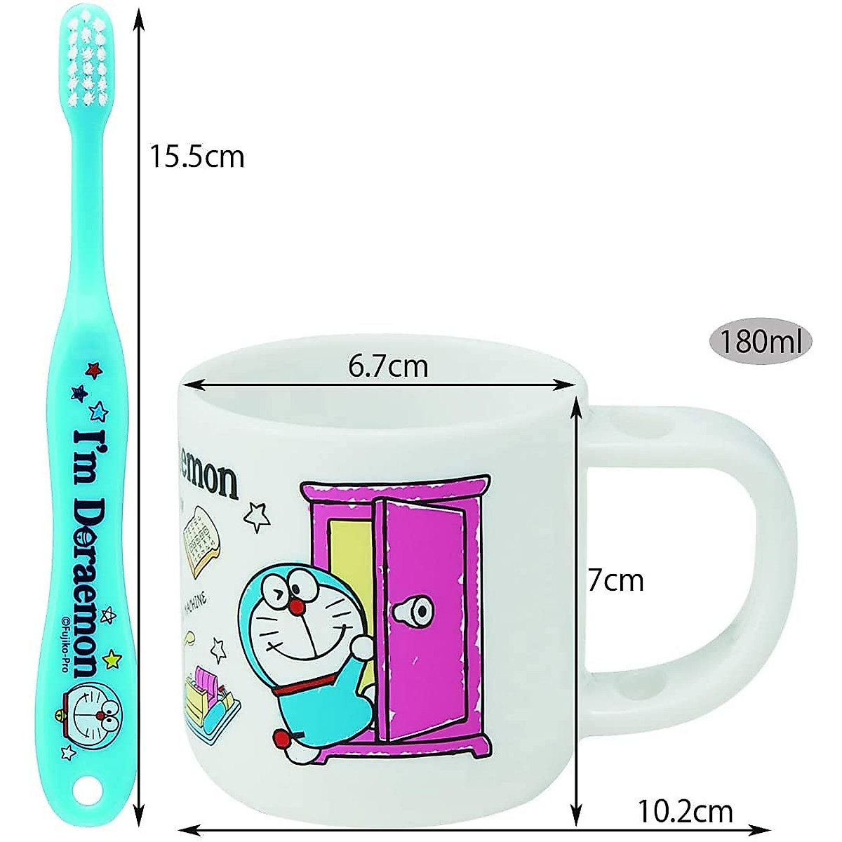 Japan Skater Toothbrush Set Cup with Stand 3-5 Years Old I'm Doraemon Secret Tool Doraemon 180ml 14.5cm KTB5 Import