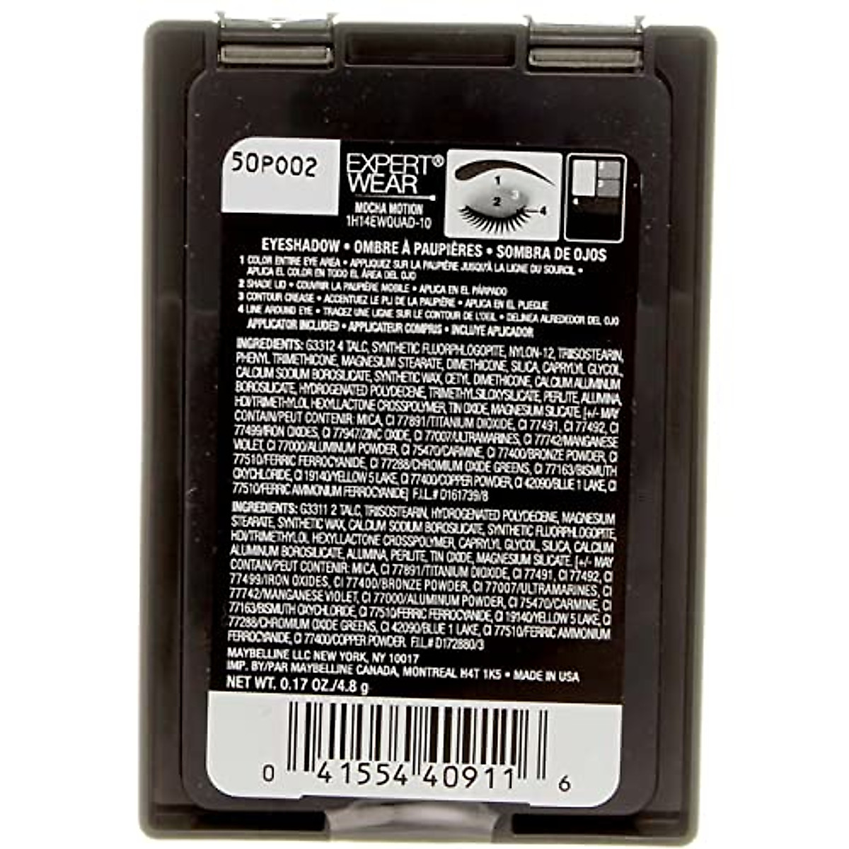 Maybelline New York Expert Wear Quads Eyeshadow, Mocha Motion [10Q] 0.17 oz (Pack of 2)