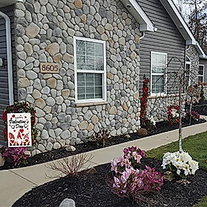 Happy Valentine's Day Garden Flags, 12.5 x 18 Inch Vertical Double Sized Gnomes Burlap Flag for House Yard Outdoor