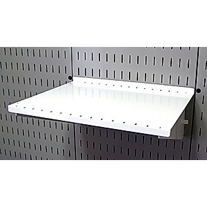 Wall Control Pegboard Shelf 12in Deep Pegboard Shelf Assembly for Wall Control Pegboard and Slotted Tool Board – White