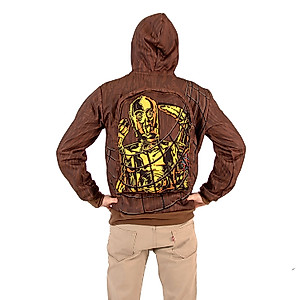 Star Wars Chewbacca & Threepio Fleece Zip Hoodie and Backpack (Small) Brown
