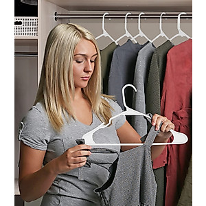 Sharpty Plastic Clothing Notched Hangers Ideal for Everyday Standard Use, (White, 20 Pack)