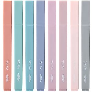 Mr. Pen- Aesthetic Cute Highlighters, 8 pcs, Chisel Tip, Earthy Colors, Assorted Colors,No Bleed Bible Pastel Highlighter Set