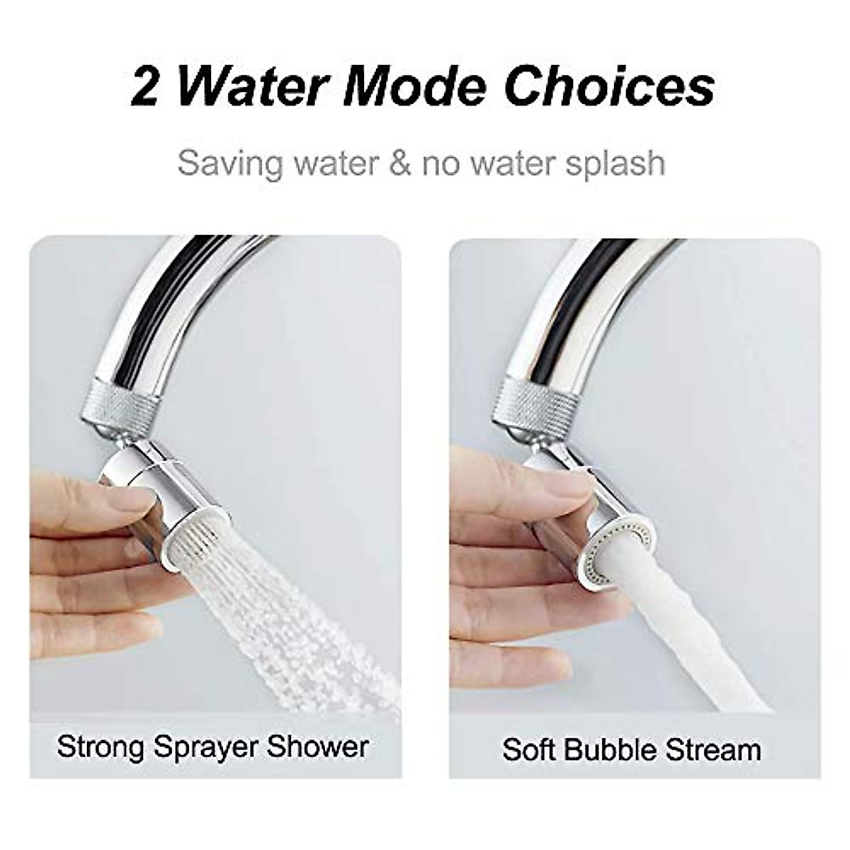 COOLWEST 2-Flow Stainless Kitchen Sink Aerator,360-Degree Swivel Faucet Aerator Dual Sprayer, with Gasket Faucet Replacement Part - 55/64 Inch-27UNS Female Thread