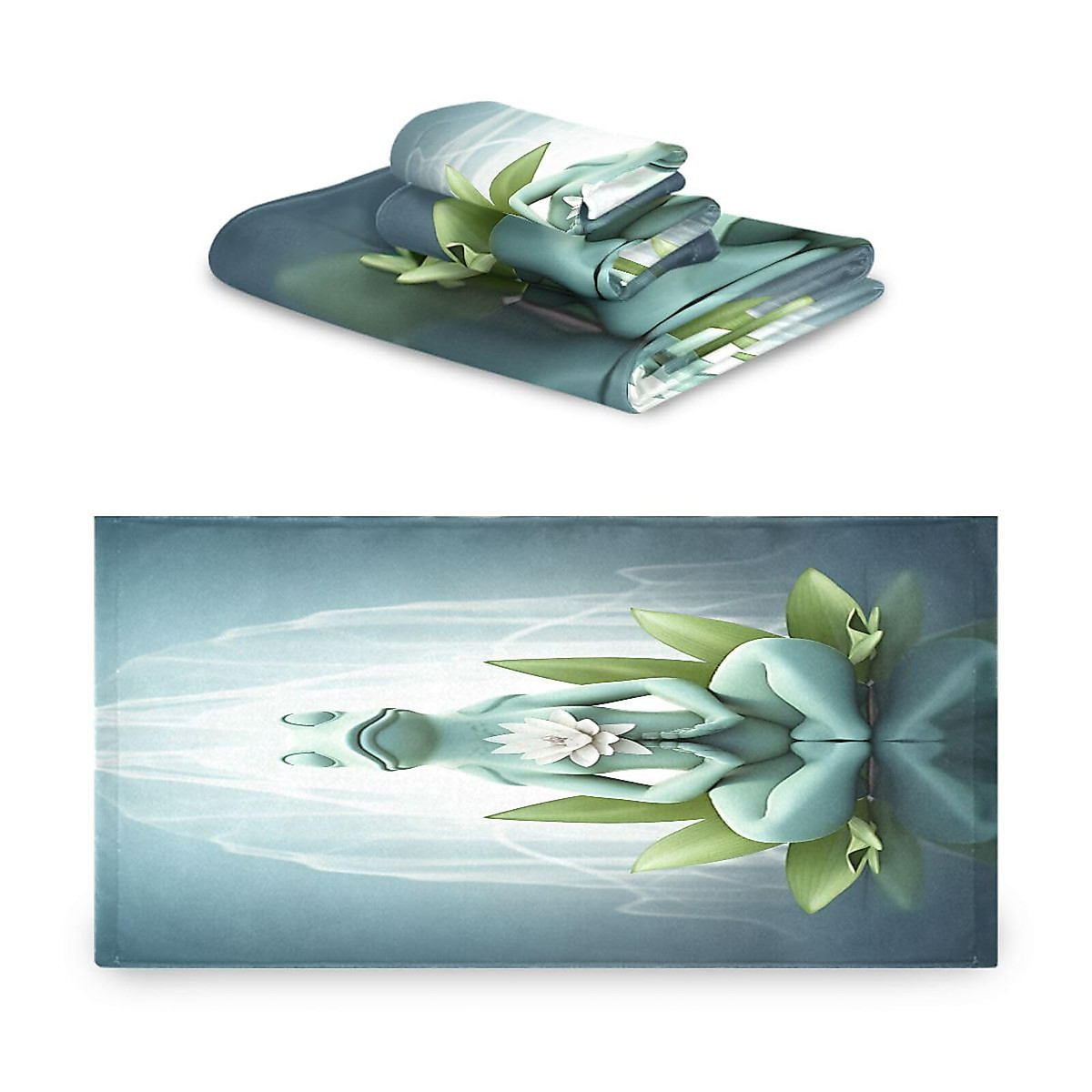 Flradish Yoga Frog Towels 3 Pack Bath Towels for Bathroom Set Soft Cotton Highly Absorbent Lightweight & Quickdry Towel Set 1 Bath Towel,1 Hand Towel,1 Washclothe