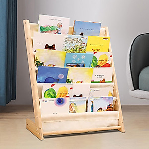 Qiucenmium Bookshelf for Kids, Baby Bookshelf with 6 Tier, Sling Bookshelf for Kids Bookshelf for Kids Bedroom Playroom Toy Storage(29.5x11.8x31.1inch)