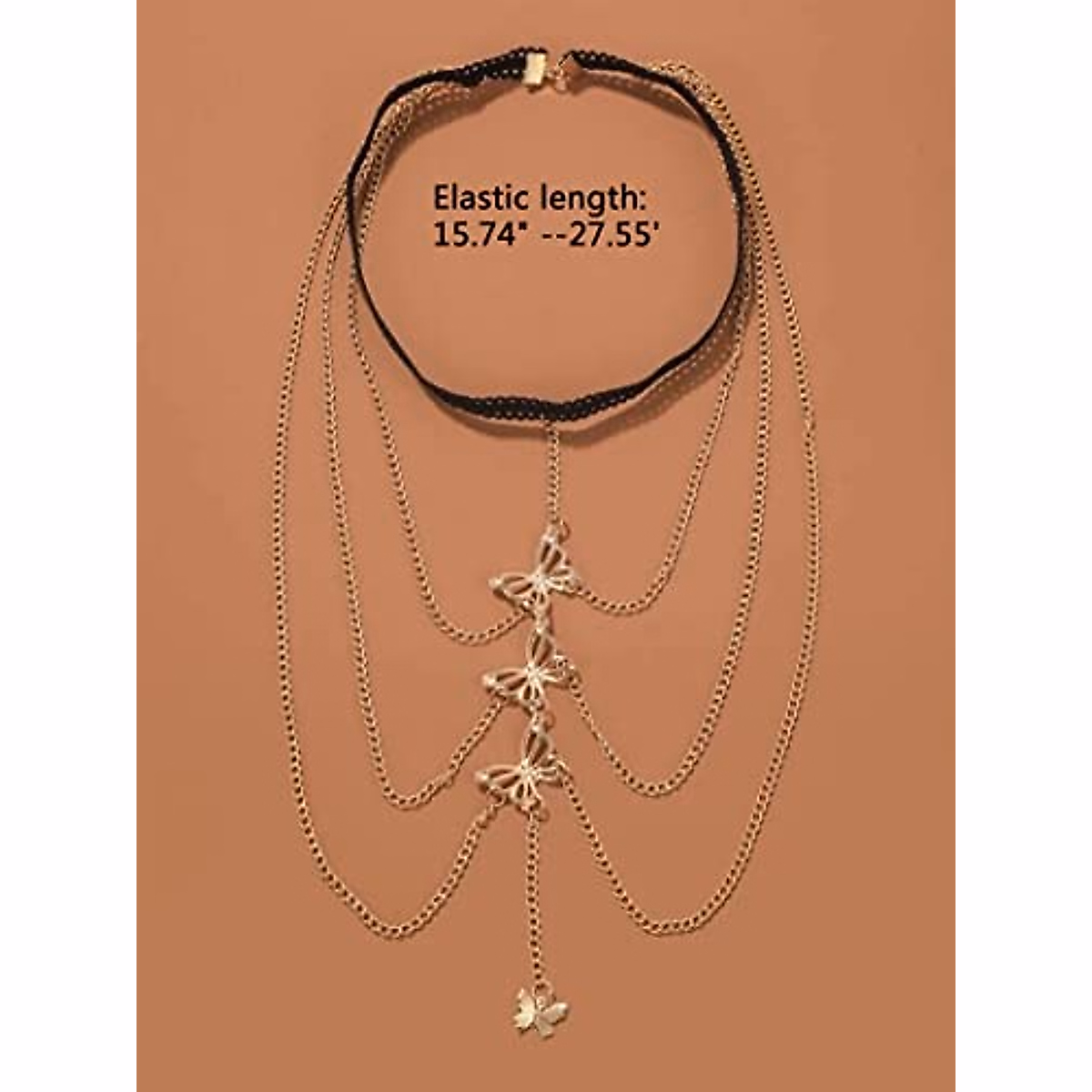 Body Chain Jewelry for Women Boho Butterfly Thigh Chain Leg Chain Jewelry Rhinestone Thigh Harness Stretch Body Jewelry for Nightclub Beach Outfits Accessories(Gold Butterfly)
