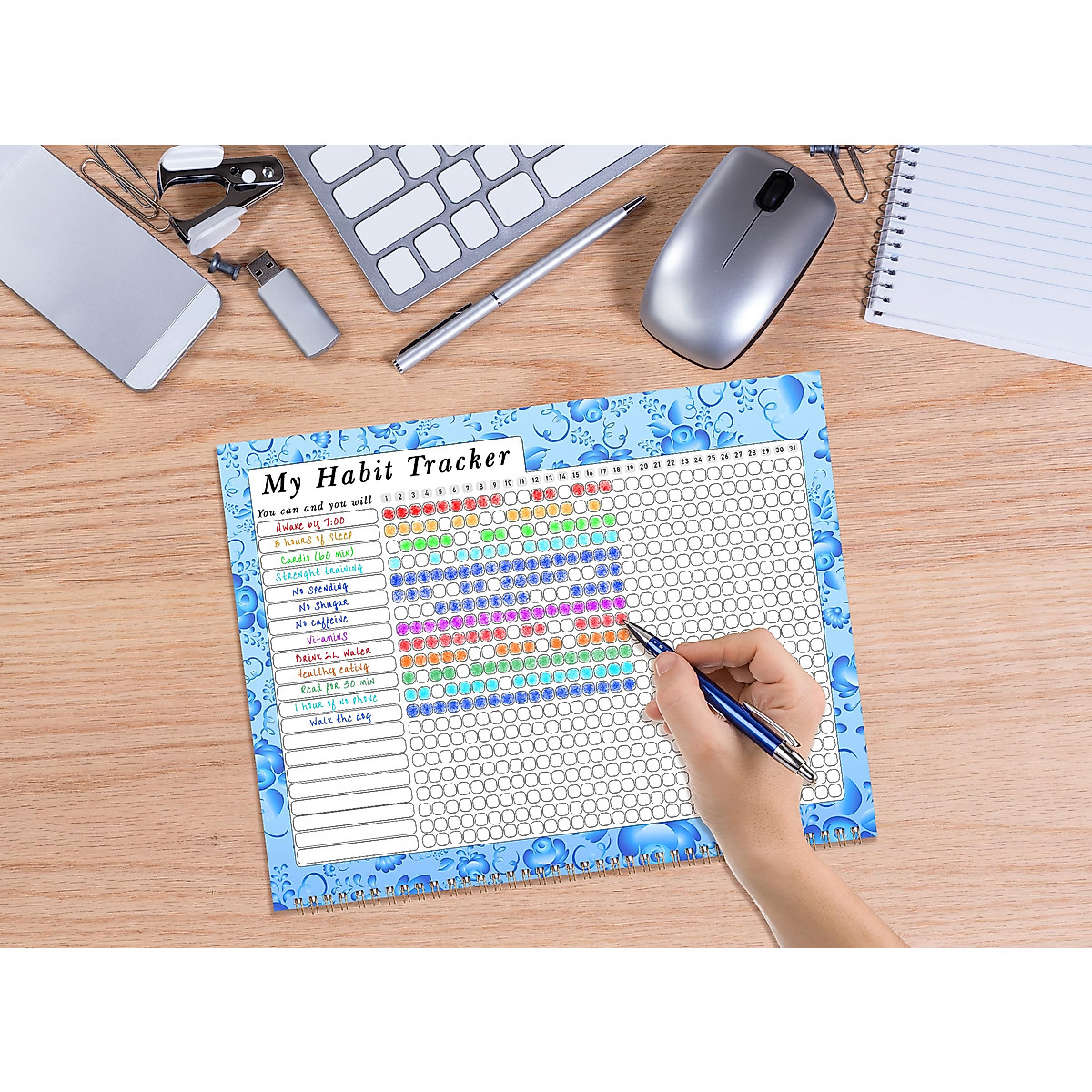 2025 Monthly Desktop/Wall Calendar/Planner - Habit Tracker - Daily, Weekly & Monthly Goal Motivational Habit Tracking Journal Inspirational - (Edition #019)