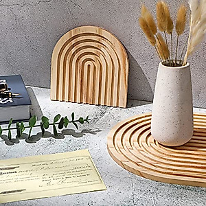 2 Pcs Decorative Wood Cutting Board Wooden Board Rainbow Shaped Wood Serving Board Boho Cutting Board Decor Serving Trays for Home Kitchen Decoration (11.81 x 9.84 Inch, 5.91 x 5.91 Inch, Pine)