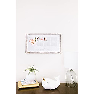 Pearhead My First Year Photo Moments Baby Keepsake Picture Frame, 0-12 Months Baby Photos, Father’s Day Accessory, Gender-Neutral Baby Milestone Nursery Décor, 13 Photo Inserts, Distressed Wood