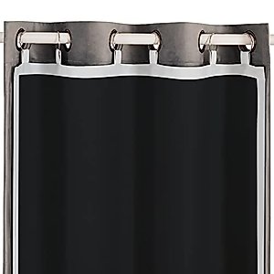 Melodieux Thermal Insulated 100% Blackout Curtain Liner for 84 Inch Long Curtains, Off White/Black, 40 by 80 Inch, 1 Panel, Rings Included