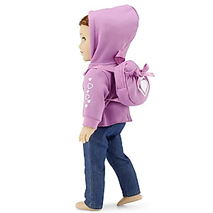 Emily Rose 18 Inch Doll - 3 Piece Pink Heart Hoody 18" Doll Clothes Outfit for Valentine's Day! | Compatible with American Girl Dolls