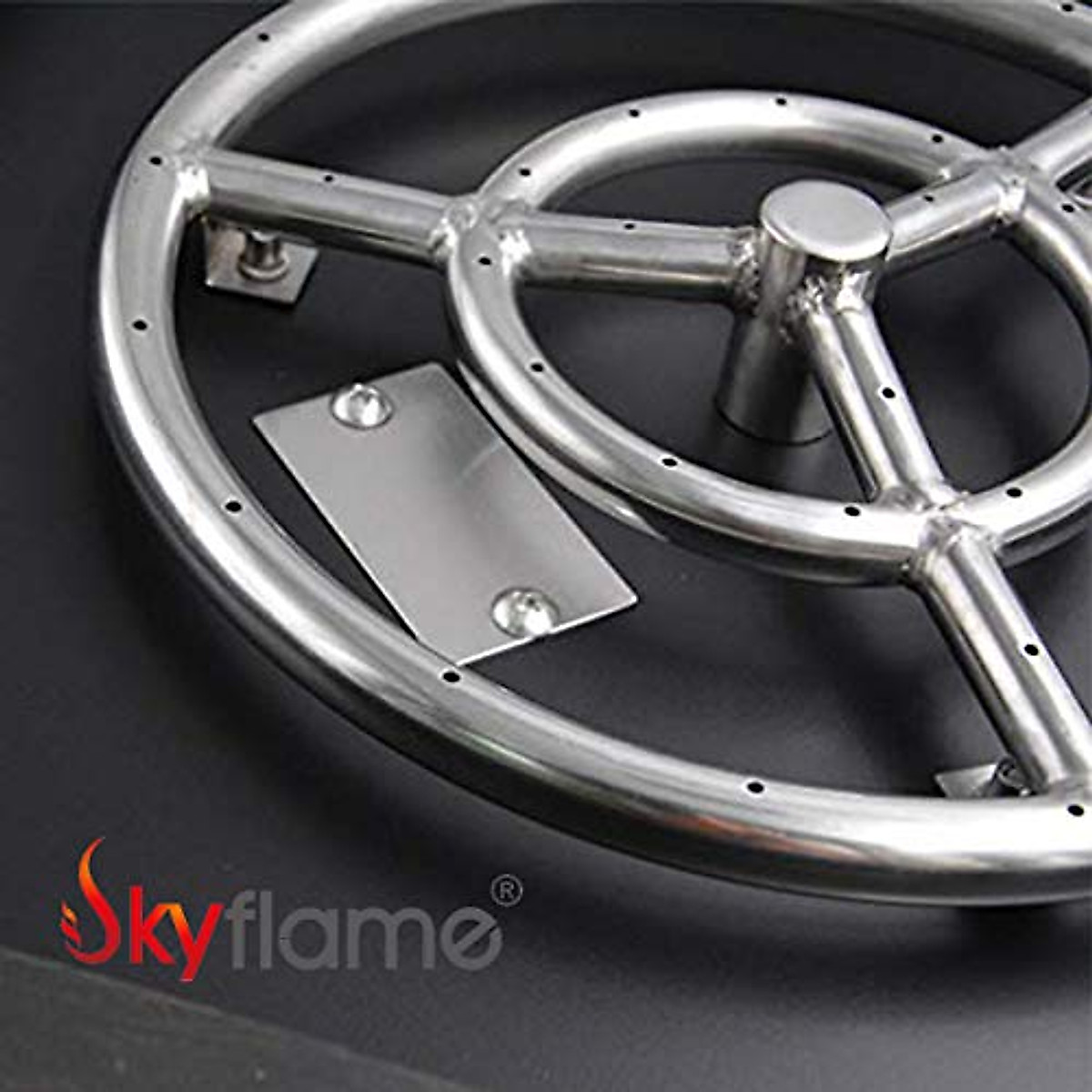 Skyflame 18 inch Square Fire Pit Burner Pan with 12" Round Fire Ring - Drop-in Style for Backyard Fire Table - Made of Steel