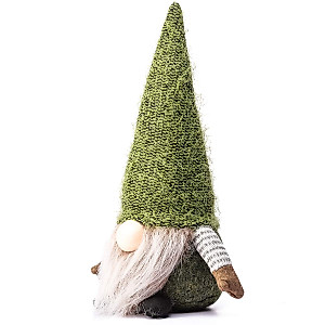 Funoasis Christmas Gnome Gifts Holiday Decoration Birthday Present Handmade Tomte Plush Doll, Home Ornaments Tabletop Santa Figurines 14 Inches (Green)