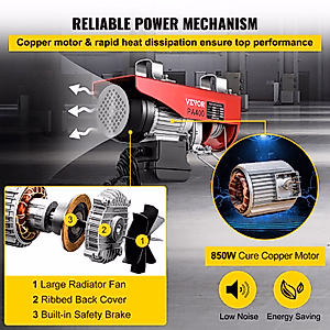 VEVOR 880LBS Electric Winch, Steel Electric Lift, 110V Electric Hoist With Wireless Remote Control
