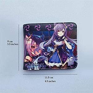 Anime Wallet, Genshin Impact-Q Version-Travel Accessories Passport Wallet Men Boy Anime Leather Wallet Purse Credit Card Holder Flip Pocket, Cosplay Bag